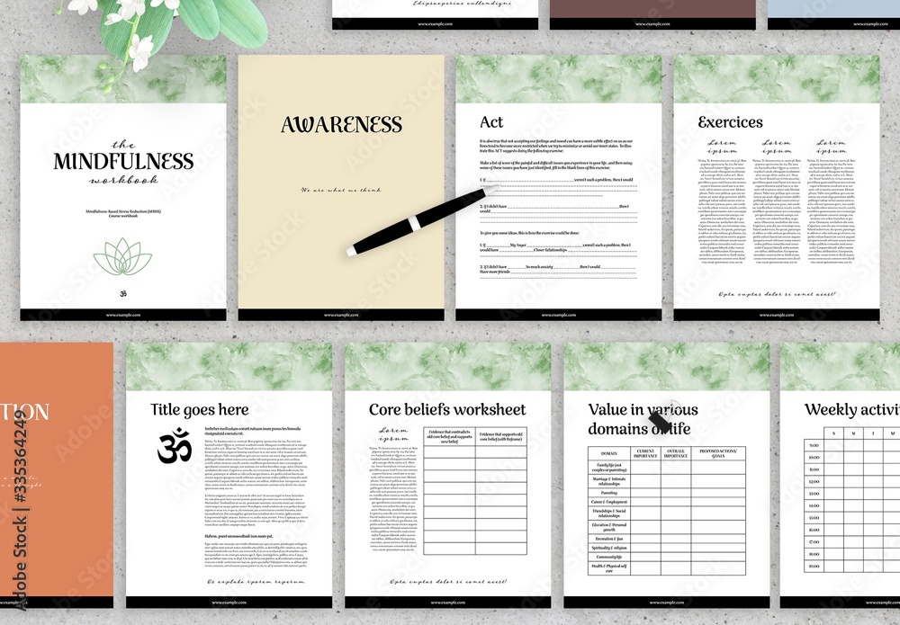 Mindfulness Workbook Layout Stock Template | Adobe Stock