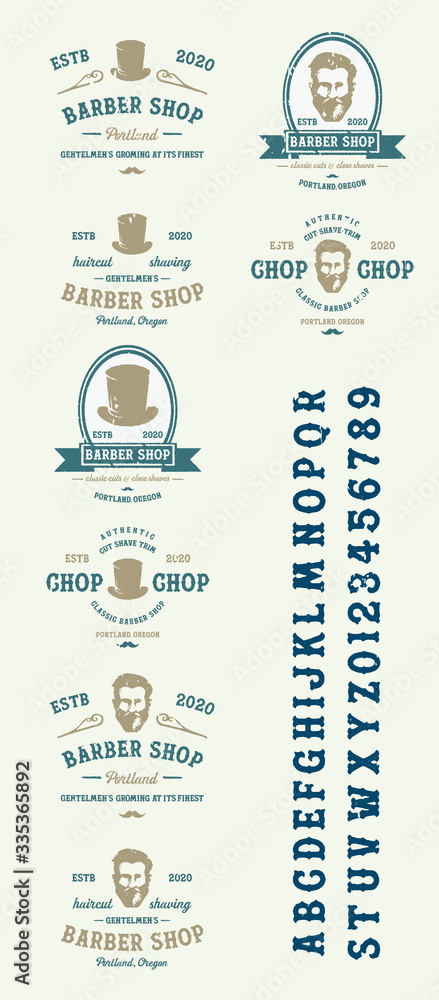 Barbershop typeface / Retro alphabet in western style / Slab Serif type ...