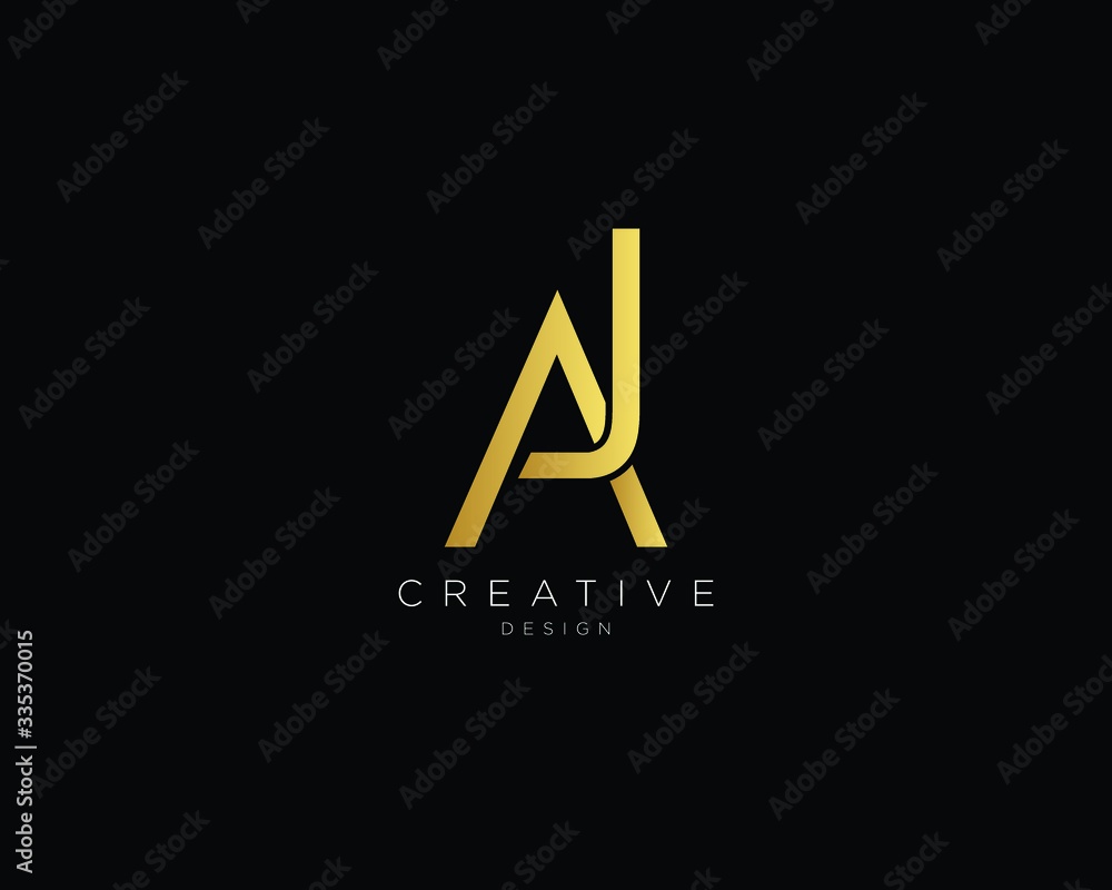 Letter AJ Logo Design, Creative Minimal AJ Monogram In Gold Color Stock ...