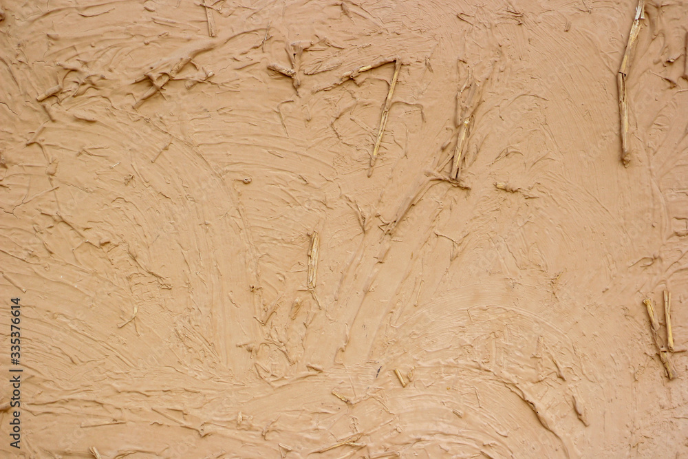Wall for background or texture of mud and straw bricks (adobe) baked in ...