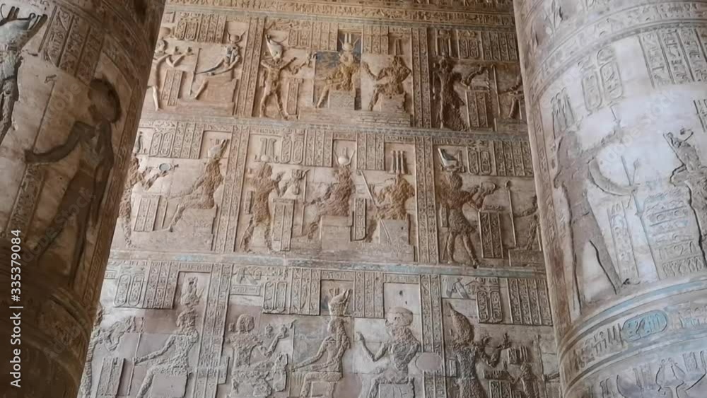 The ruins of the beautiful Temple of Dendera or the Temple of Hathor ...