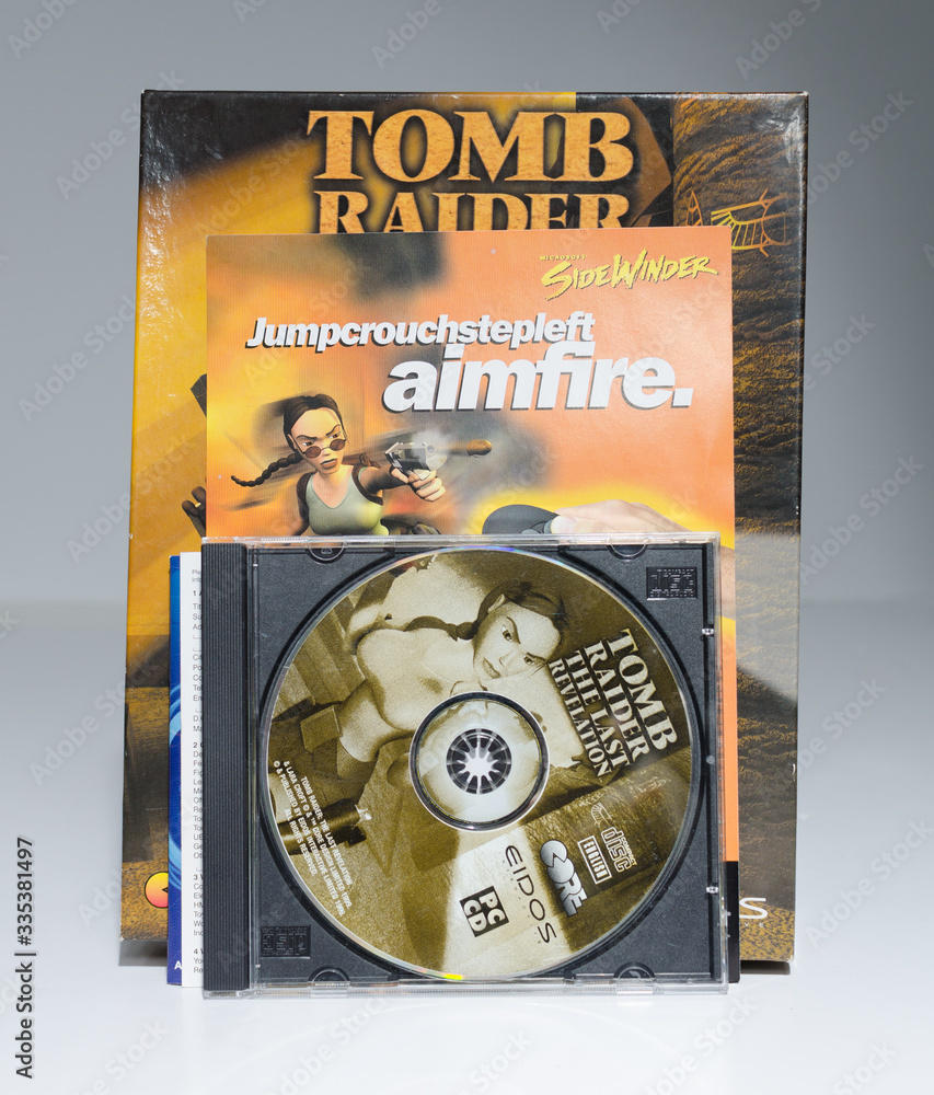 london, england, 05/05/2019 Tomb raider the last revelation vintage big ...
