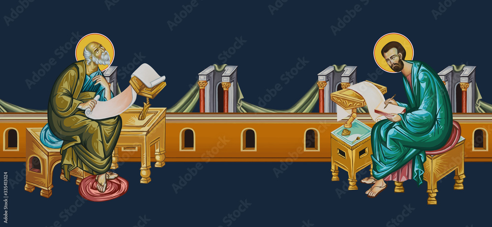 John the Apostle and Mark the Evangelist. Long banner design ...