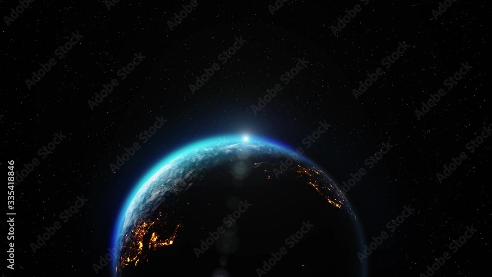 Realistic Motion Graphics of Planet Earth Rotating in the Night ...