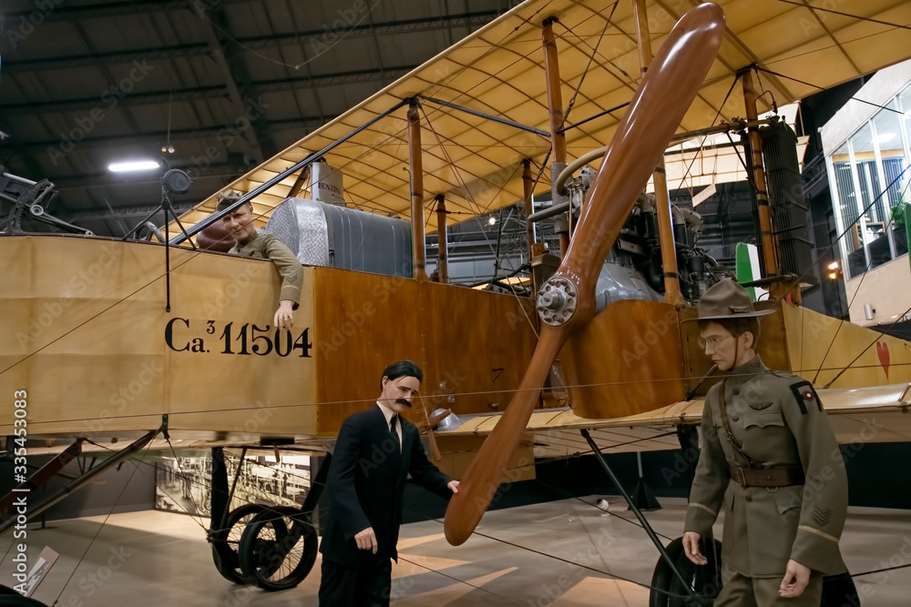 World War One biplane pilot and support. National Museum of the United ...