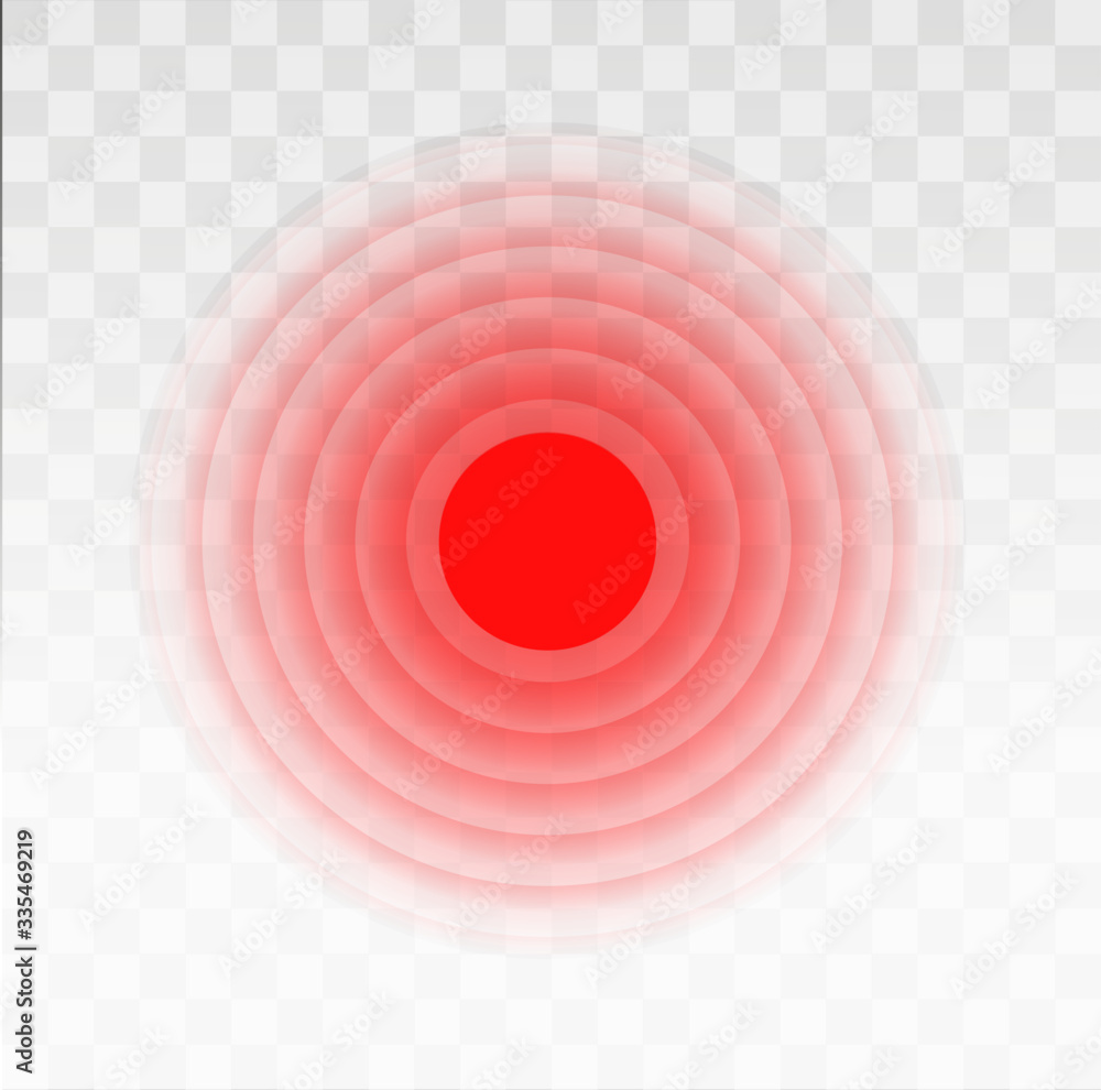 Pain circle red icon for medical painkiller drug medicine. Vector red ...