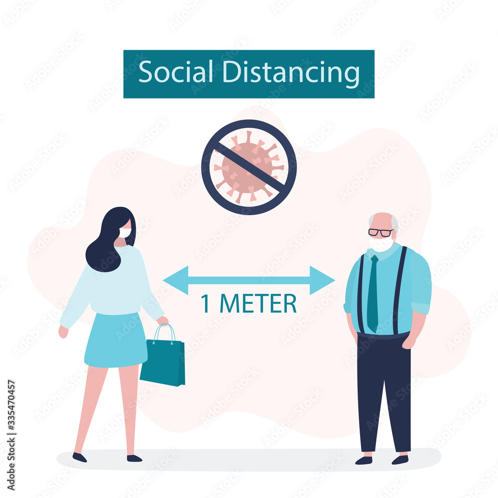 Social Distancing, two people keeping distance for infection risk and ...