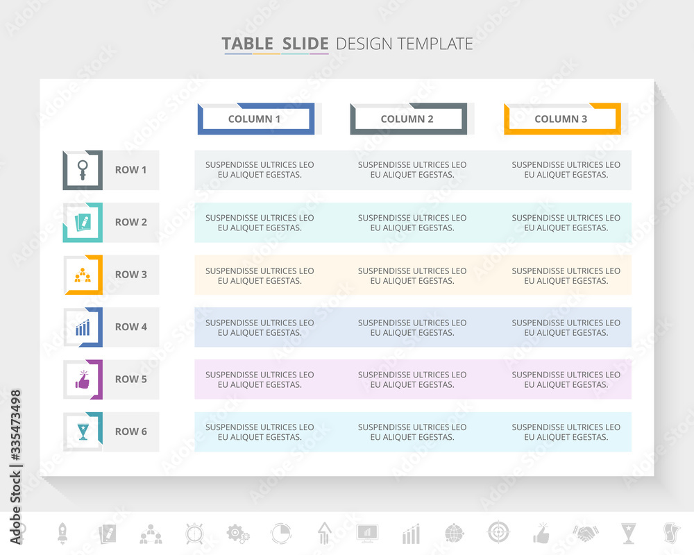 Table Infographic Template Stock Vector | Adobe Stock