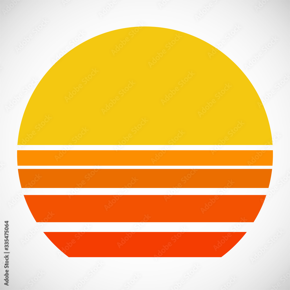 Abstract sunset logo, retro background. Vector illustration Stock ...