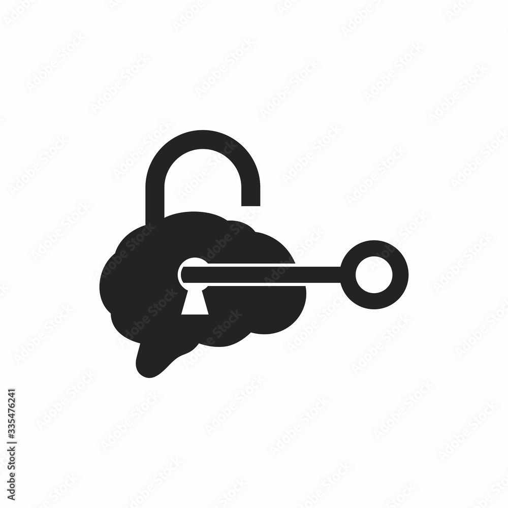Brain With Open Padlock Symbol. Creative brain logo concept. Open ...