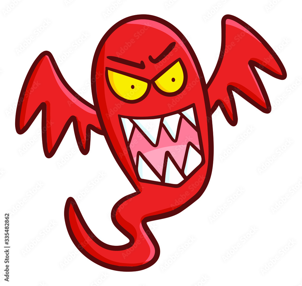 Funny and scary red devil flying Stock Vector | Adobe Stock