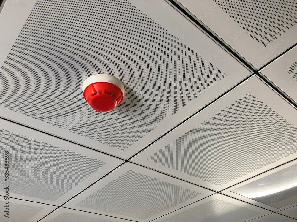 Poster Fire detector at false ceiling. Fire alarm system – Wall Art ...