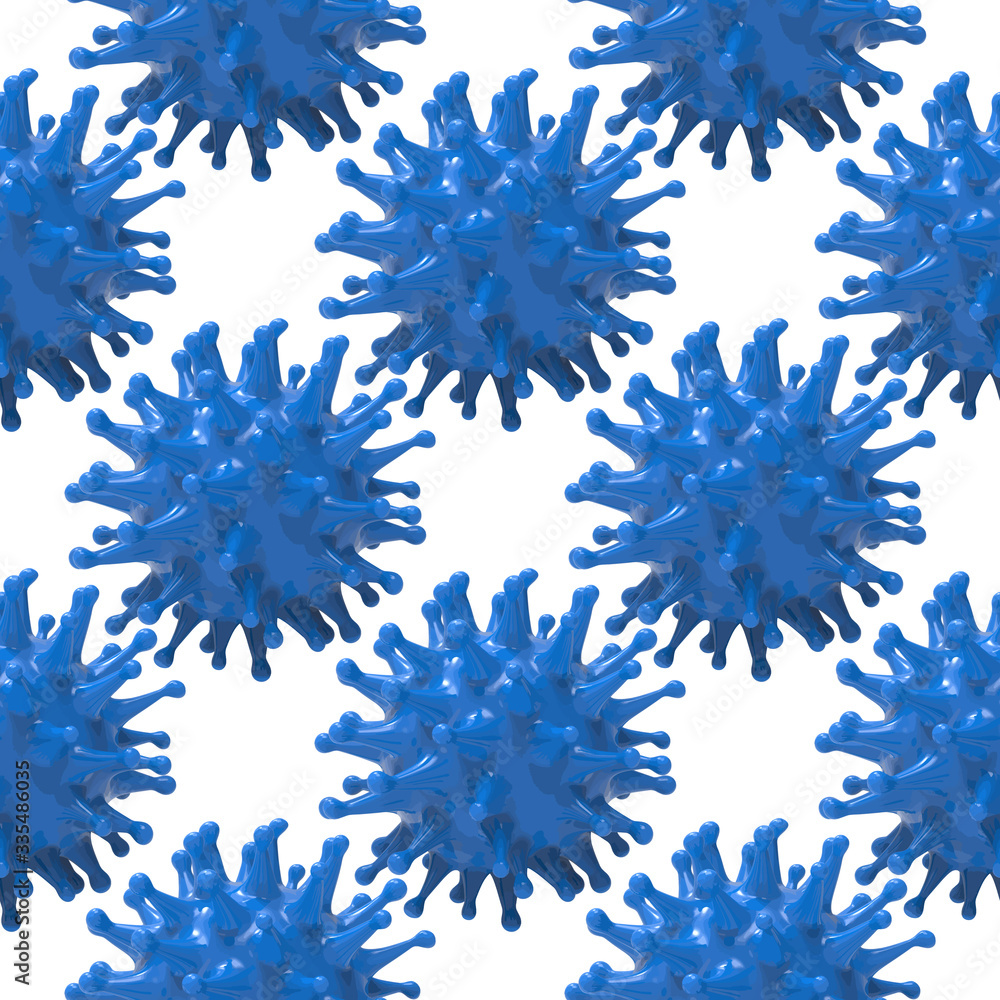 Virus blue bacteria cells seamless border pattern background image. Flu ...
