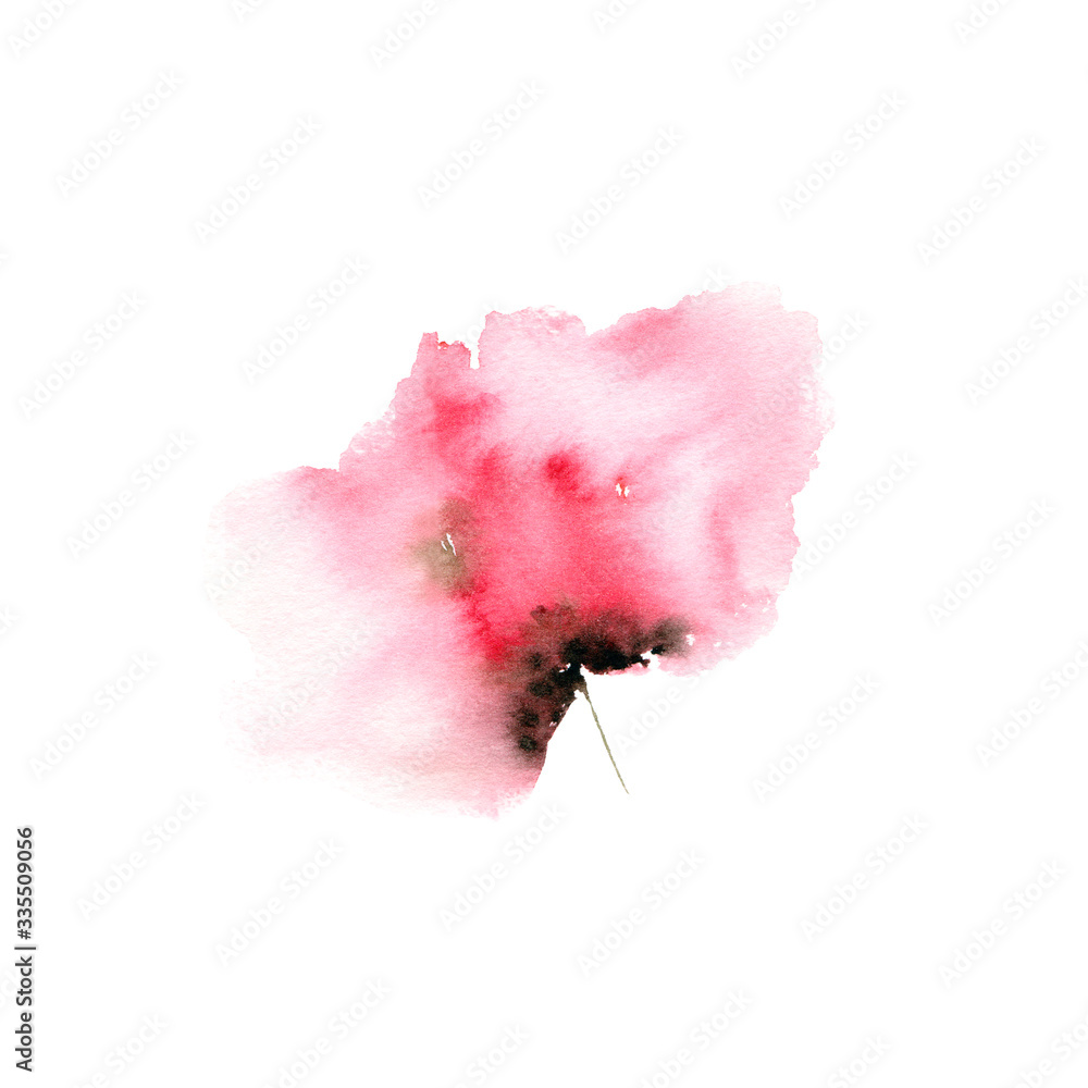 Pink flower. Single flower. Watercolor flower for greeting card design ...