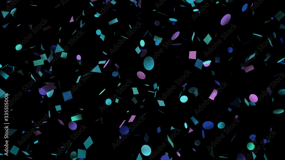 Blue Purple Simple Shapes Festive Falling Confetti In The Air Isolated ...