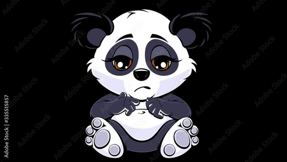 Vidéo Stock The cartoon panda is sad and crying. Animated mascot ...