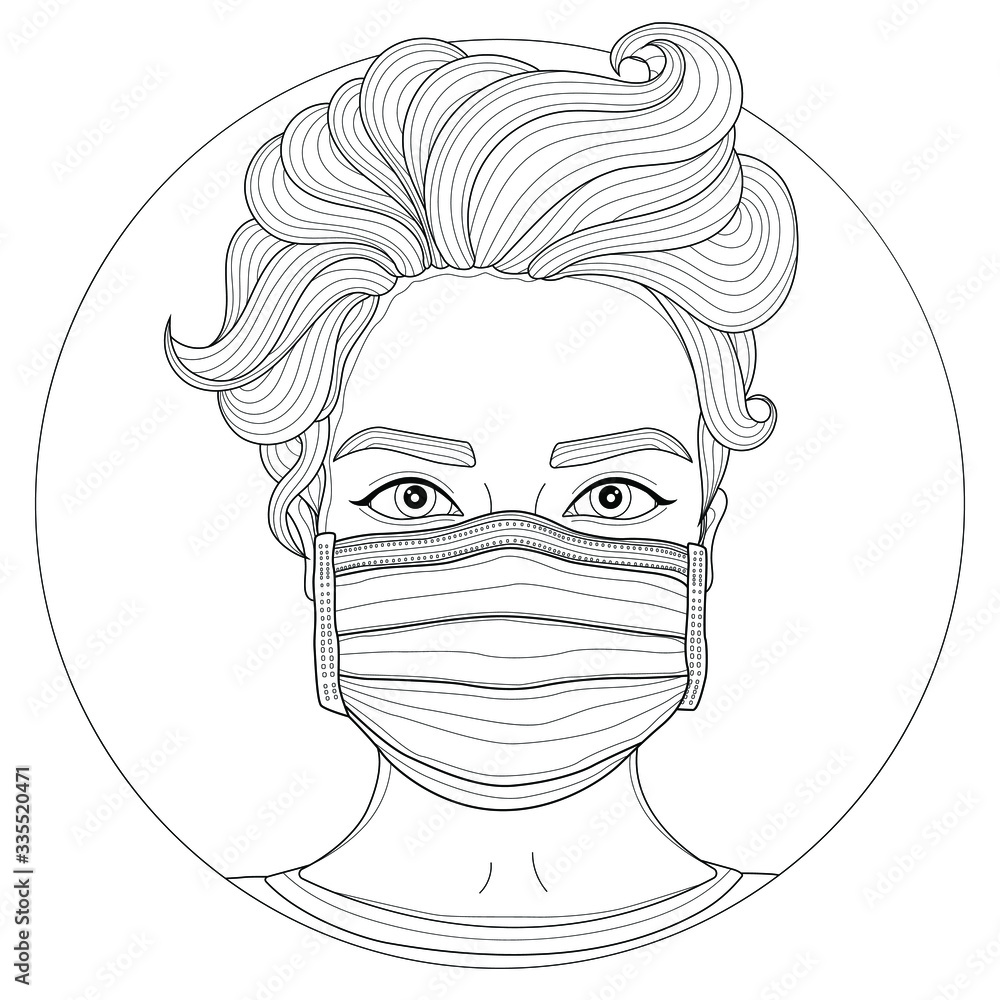 Girl in a medical mask.Epidemic, flu protection, virus avoidance ...
