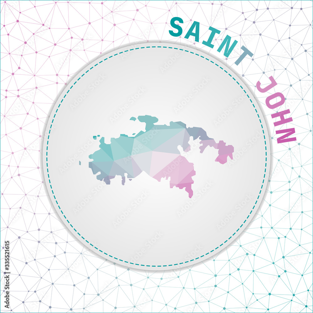 Vector polygonal Saint John map. Map of the island with network mesh ...