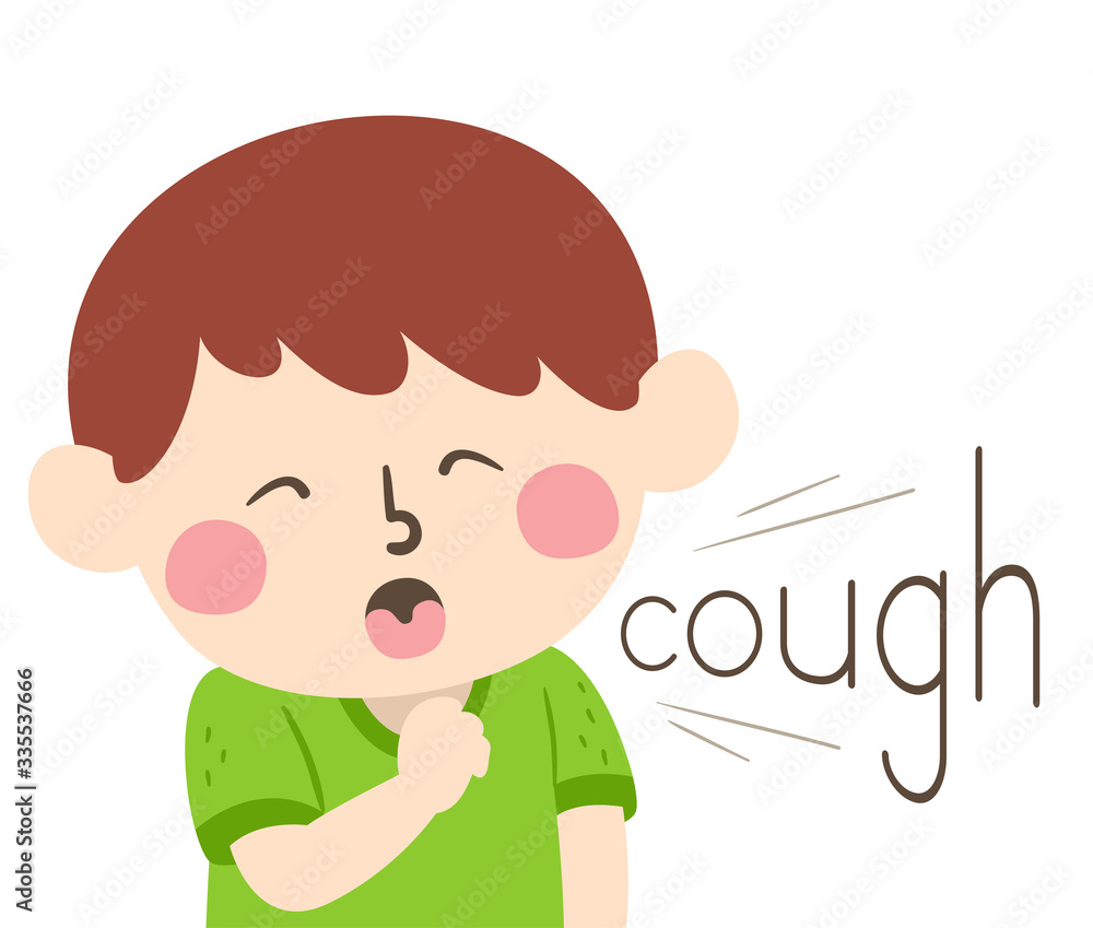 Kid Boy Onomatopoeia Sound Cough Illustration Stock Vector | Adobe Stock