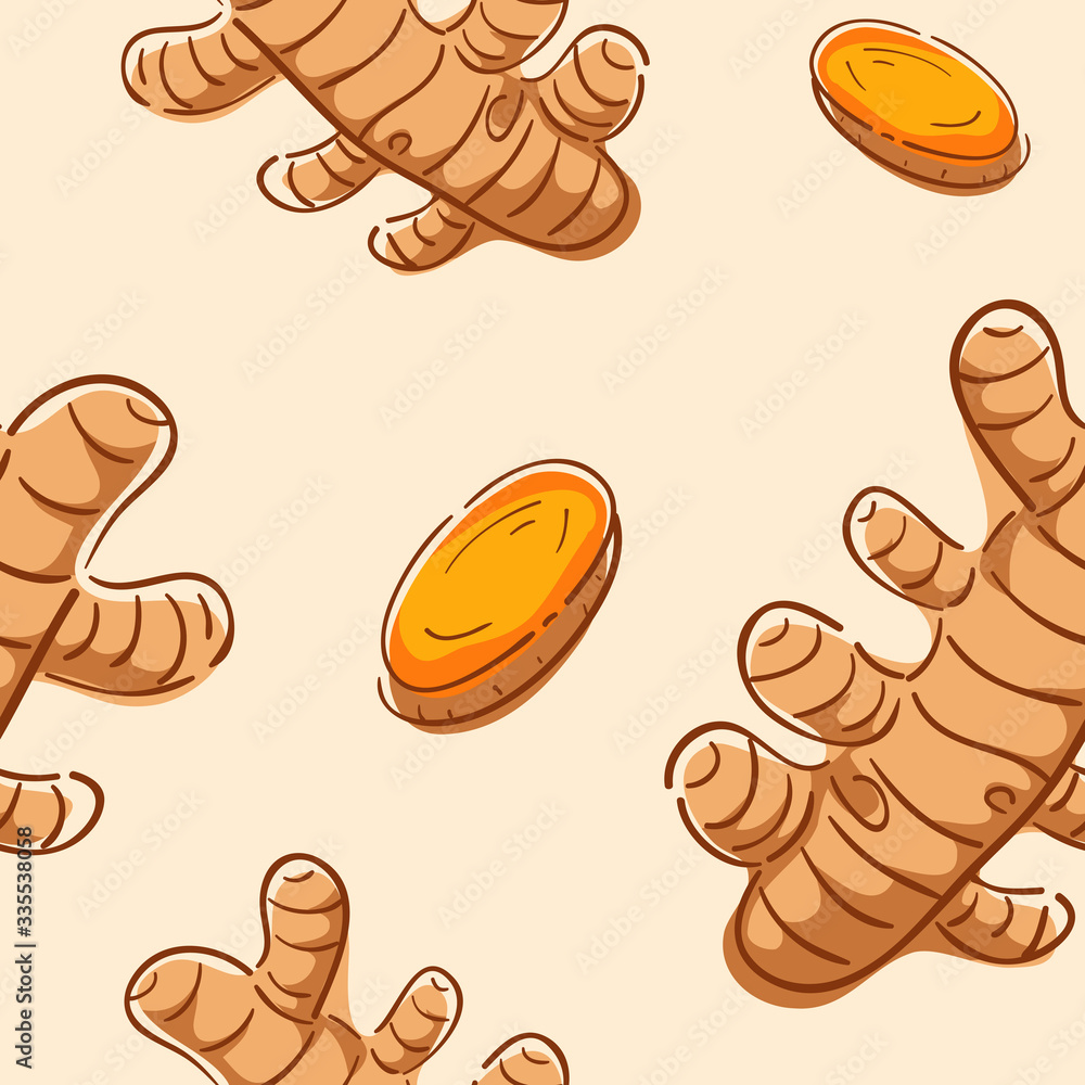 Seamless Turmeric Background Illustration Stock Vector | Adobe Stock