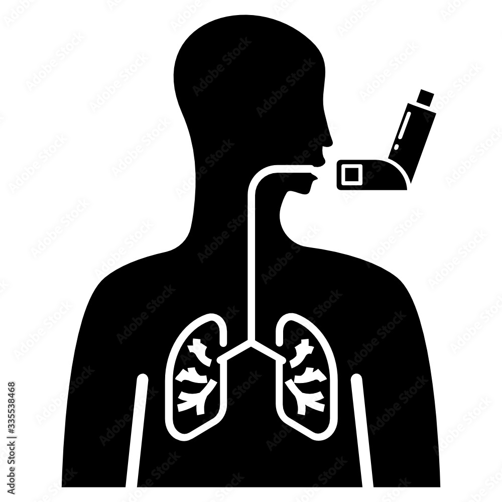 Wheezing Concept, Respiratory disease on white background, Ashtma ...