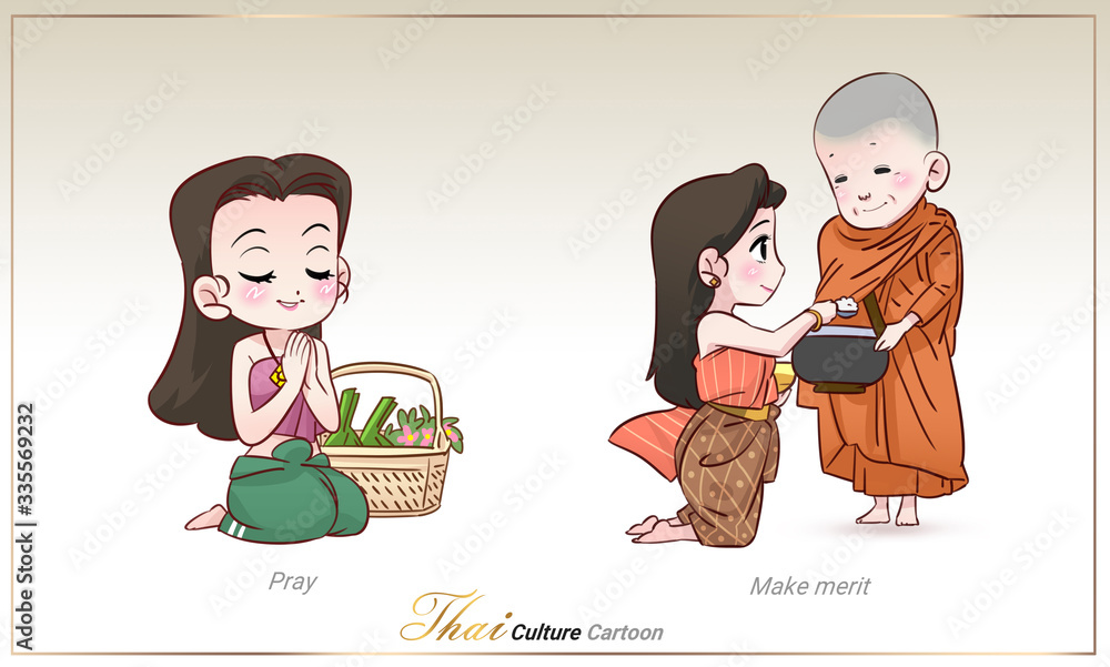 Sawasdee Thai cartoon cute series boy and girl character design ...