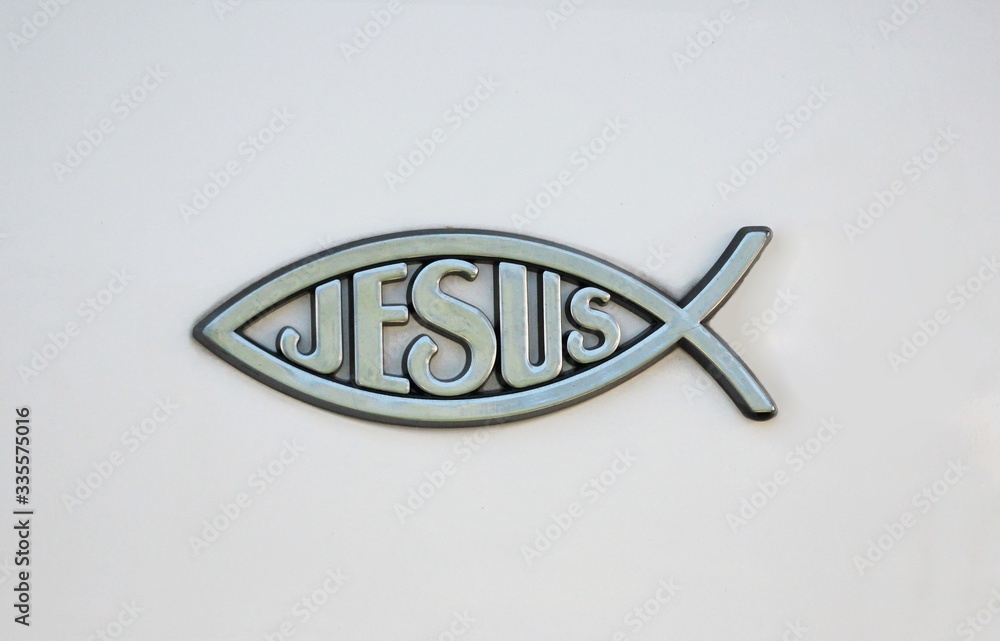 Jesus in Fish Symbol of the followers of Christ Stock Photo | Adobe Stock