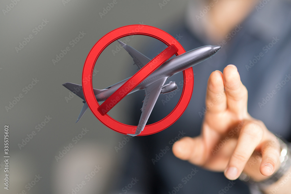 No flying symbol on white background with prohibit sign vector on ...