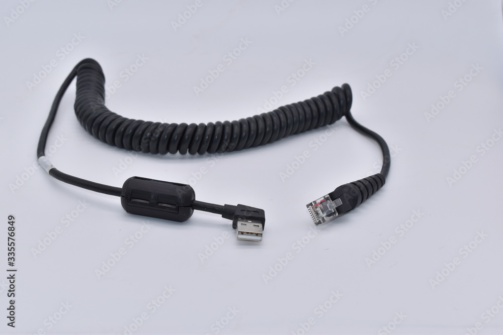 USB to Ethernet interface cable. USB A male to RJ45 adapter cable for ...