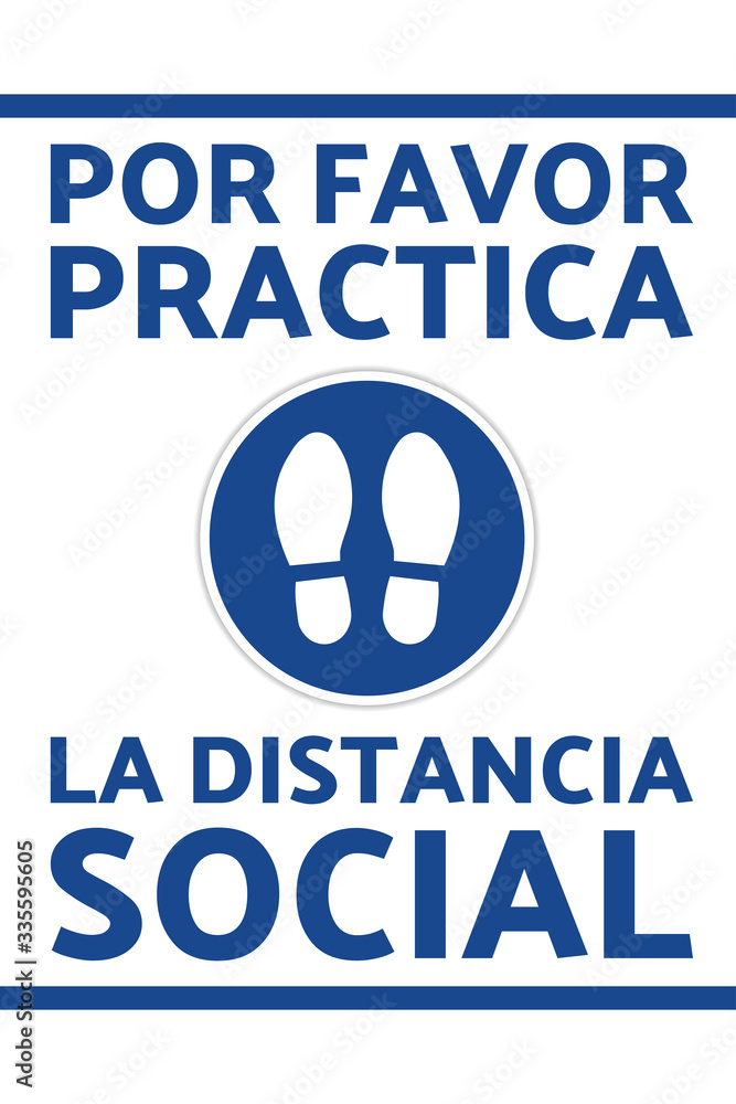 Social distancing sign. COVID-19 prevention. Inscription please ...