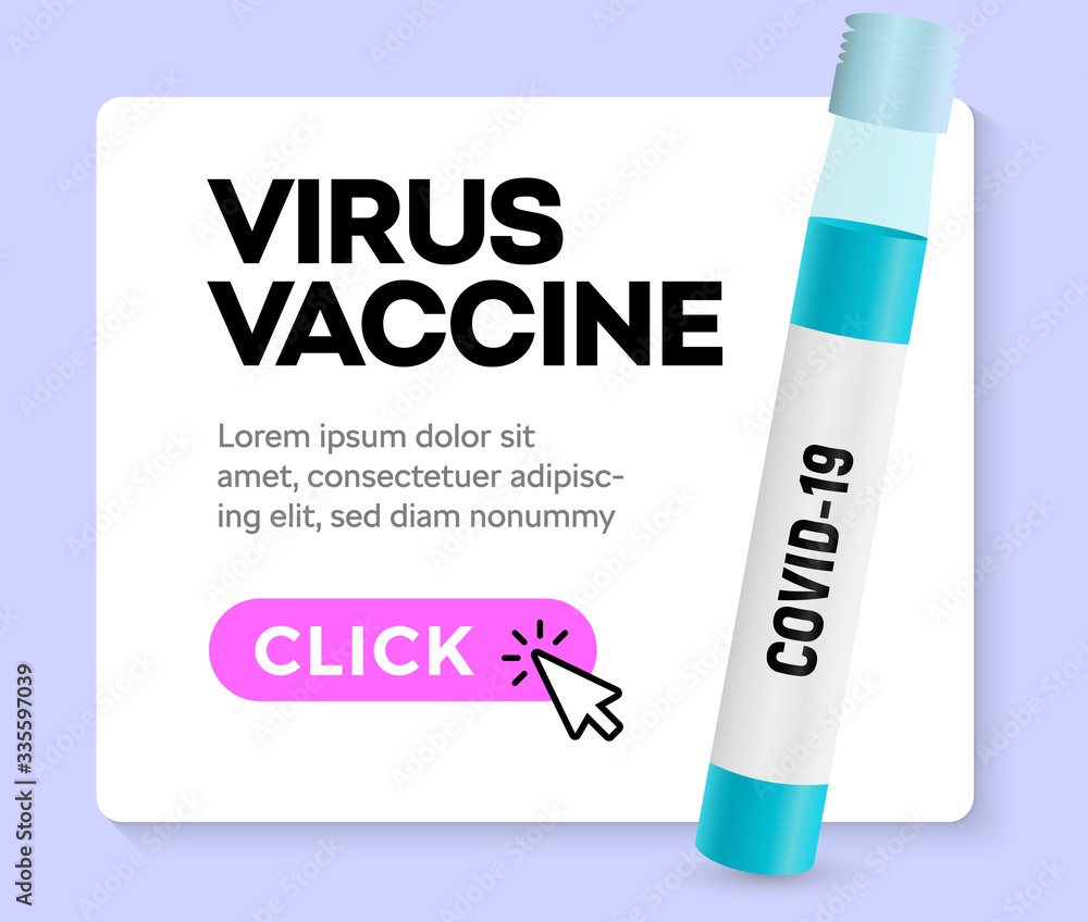 Vaccination poster concept. Virus vaccine flask, COVID-19 illness ...