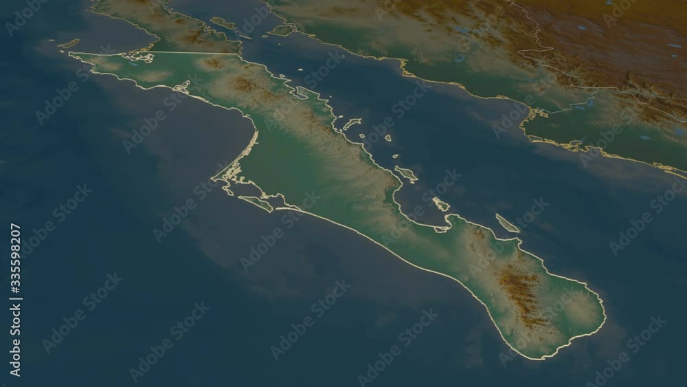 Baja California Sur, state with its capital, zoomed and extruded on the ...