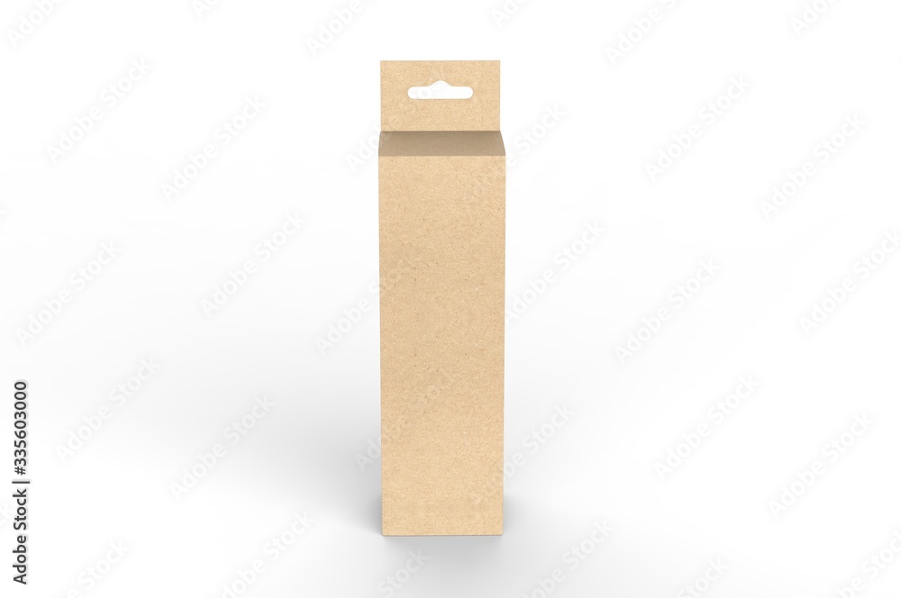 Hanging white blank cardboard packaging box with hang tab retail box ...