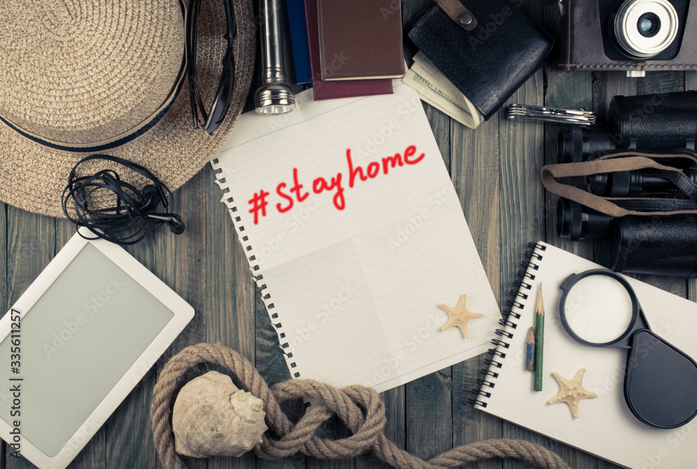Stay home message and cancel trip because of coronavirus pandemia ...