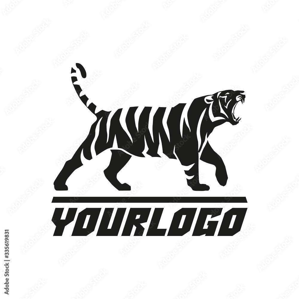 Tiger roaring logo sign emblem vector animal Stock Vector | Adobe Stock