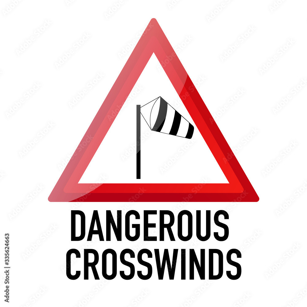 Dangerous crosswinds Information and Warning Road traffic street sign ...