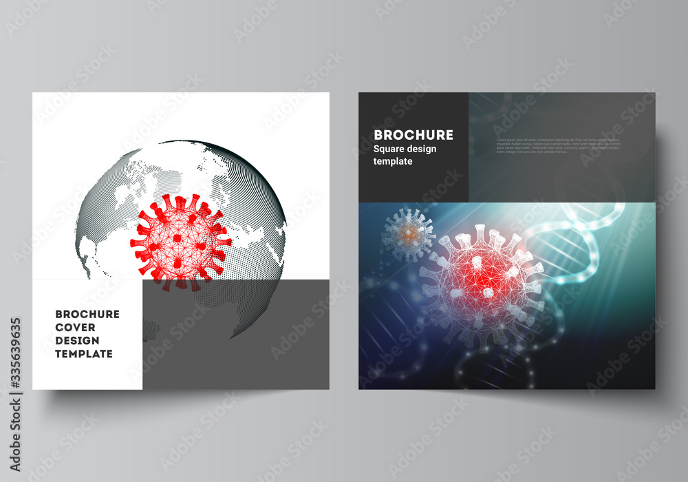 Vector layout of two square cover templates for brochure, magazine ...