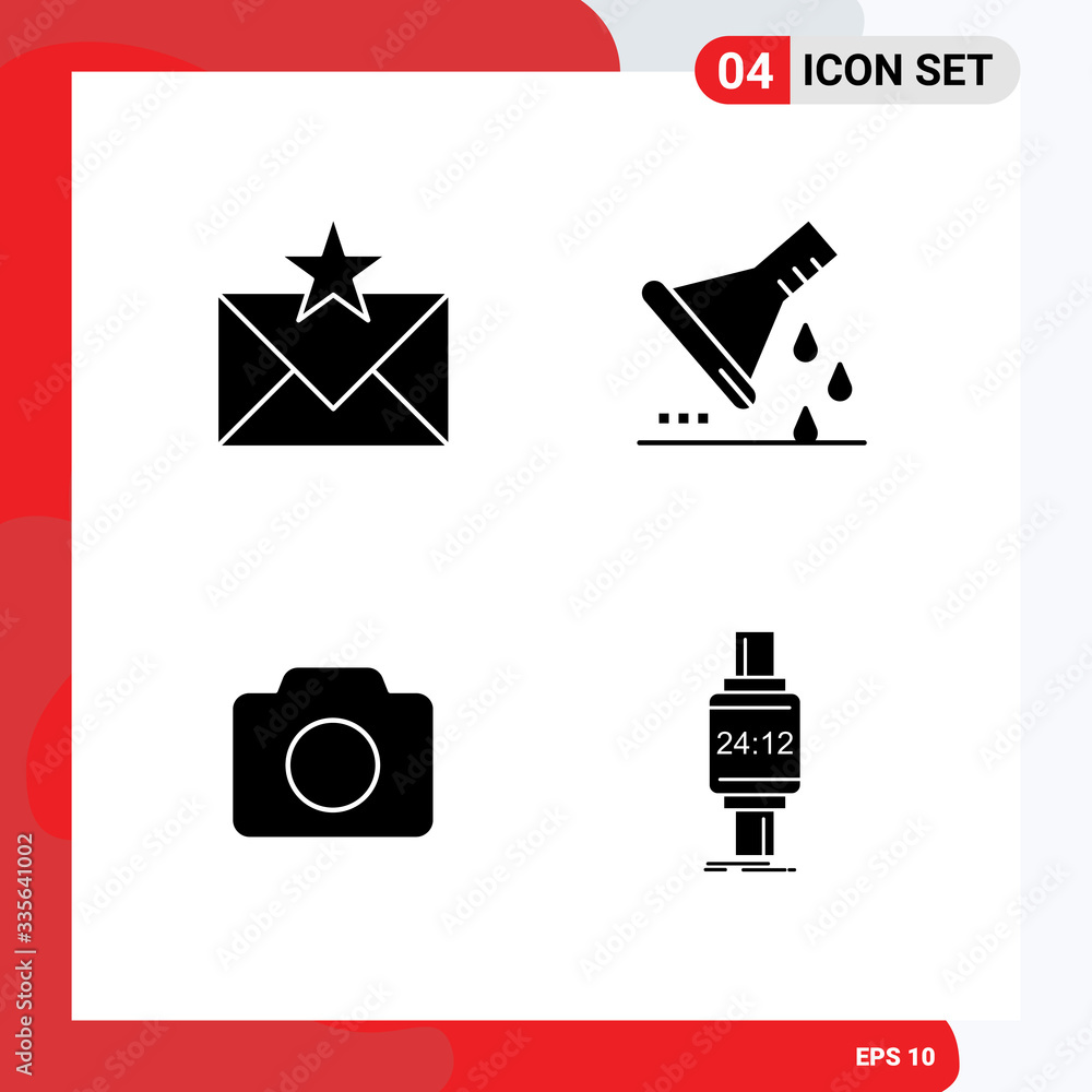 4 Universal Solid Glyph Signs Symbols of communication, test tube ...