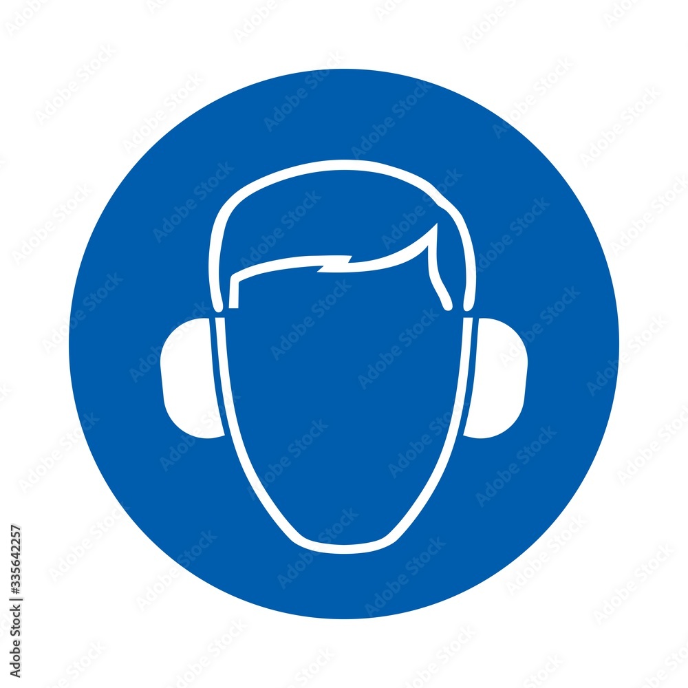 Ear protection must be worn. M003. Standard ISO 7010 Stock ベクター | Adobe ...