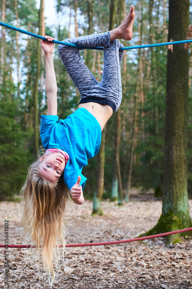 Girl Hanging Upside Down