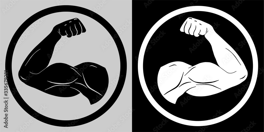Biceps symbol icon in two colors. Gym logo Stock Vector | Adobe Stock
