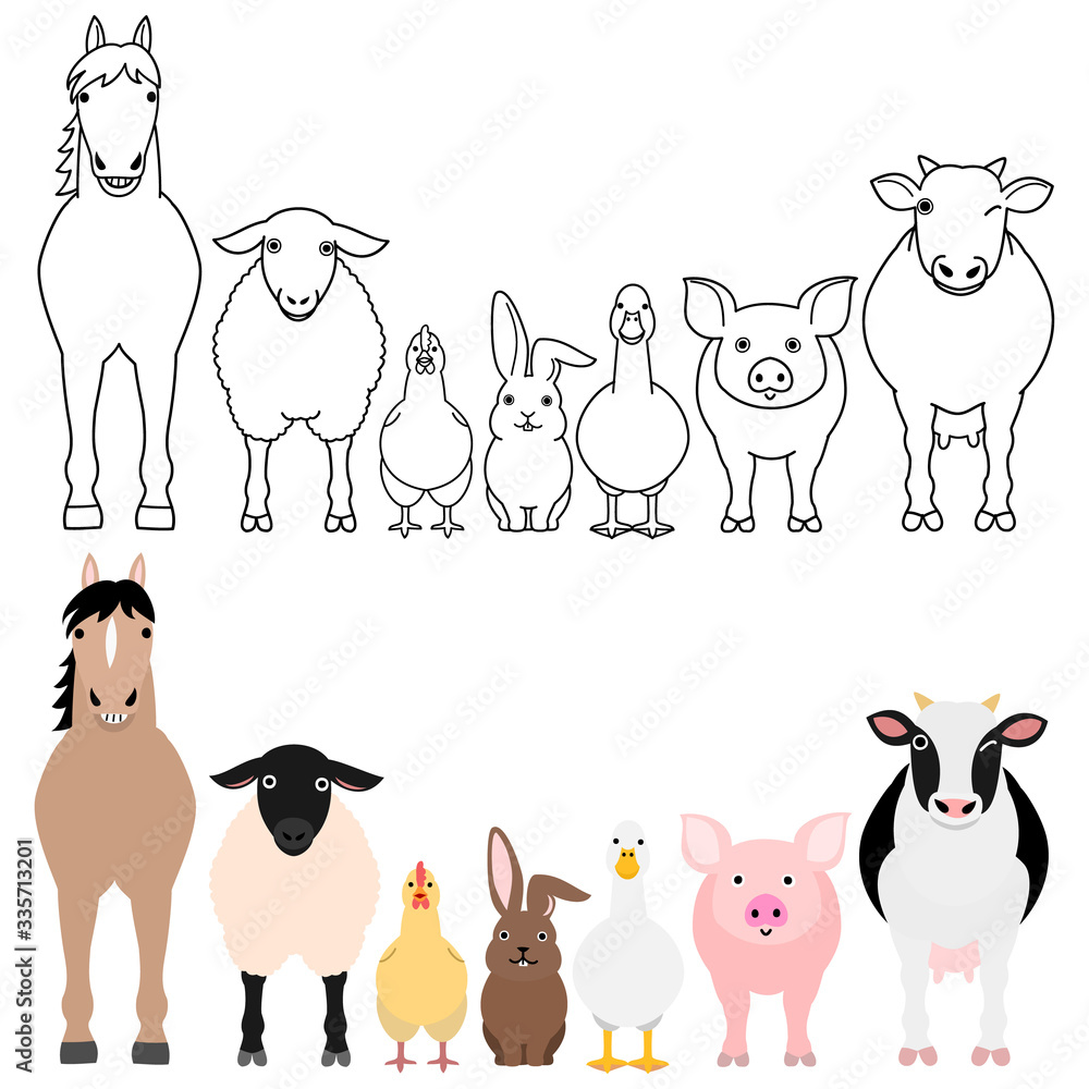 Farm animals border set Stock Vector | Adobe Stock