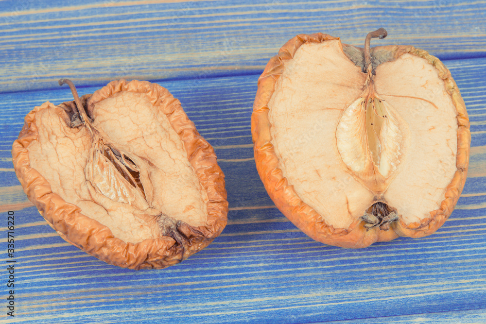 Old moldy apple, concept of unhealthy and disgusting fruit Stock Photo ...