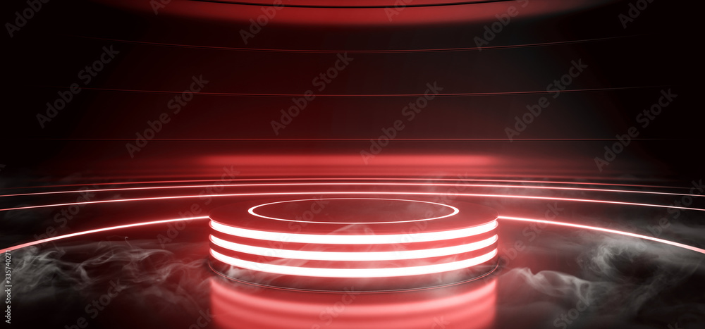 Neon Glowing Laser Background Vibrant Red Glowing Garage Underground ...