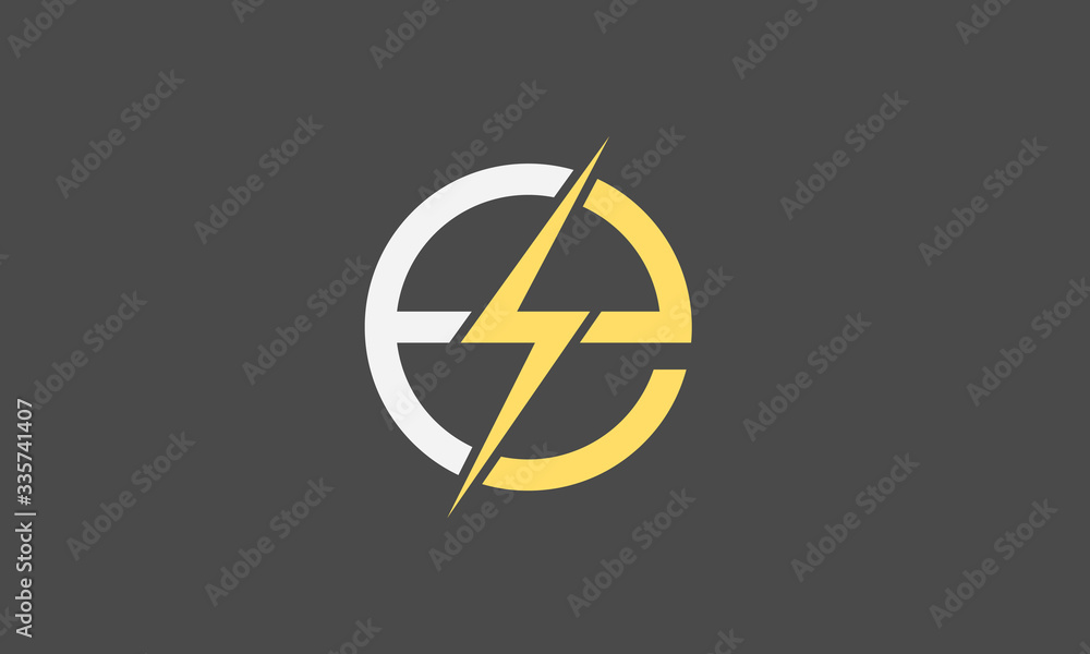 Initial E Letter with Lightning Bolt Logo Vector Template Design Stock ...