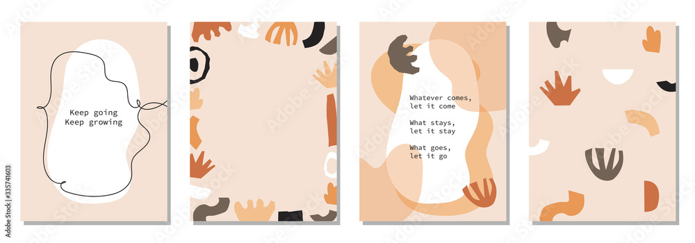 Positive motivation posters set with quote on trendy abstract ...