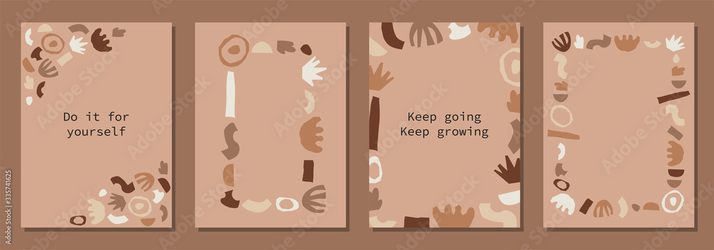 Positive motivation posters set with quote on trendy abstract ...