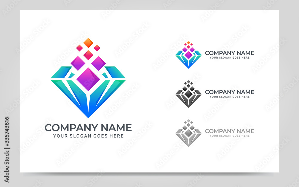 Modern diamond digital mining logo. Editable logo design. Vector ...