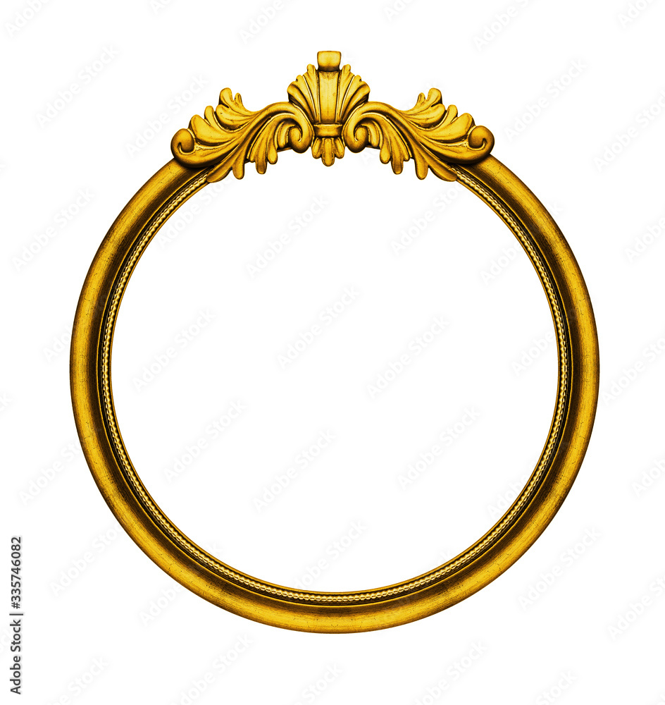 Round wooden vintage frame isolated on white background, including ...