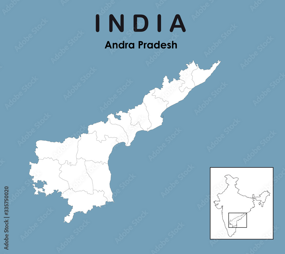 vector illustration of Andhra Pradesh map with outline border Stock ...